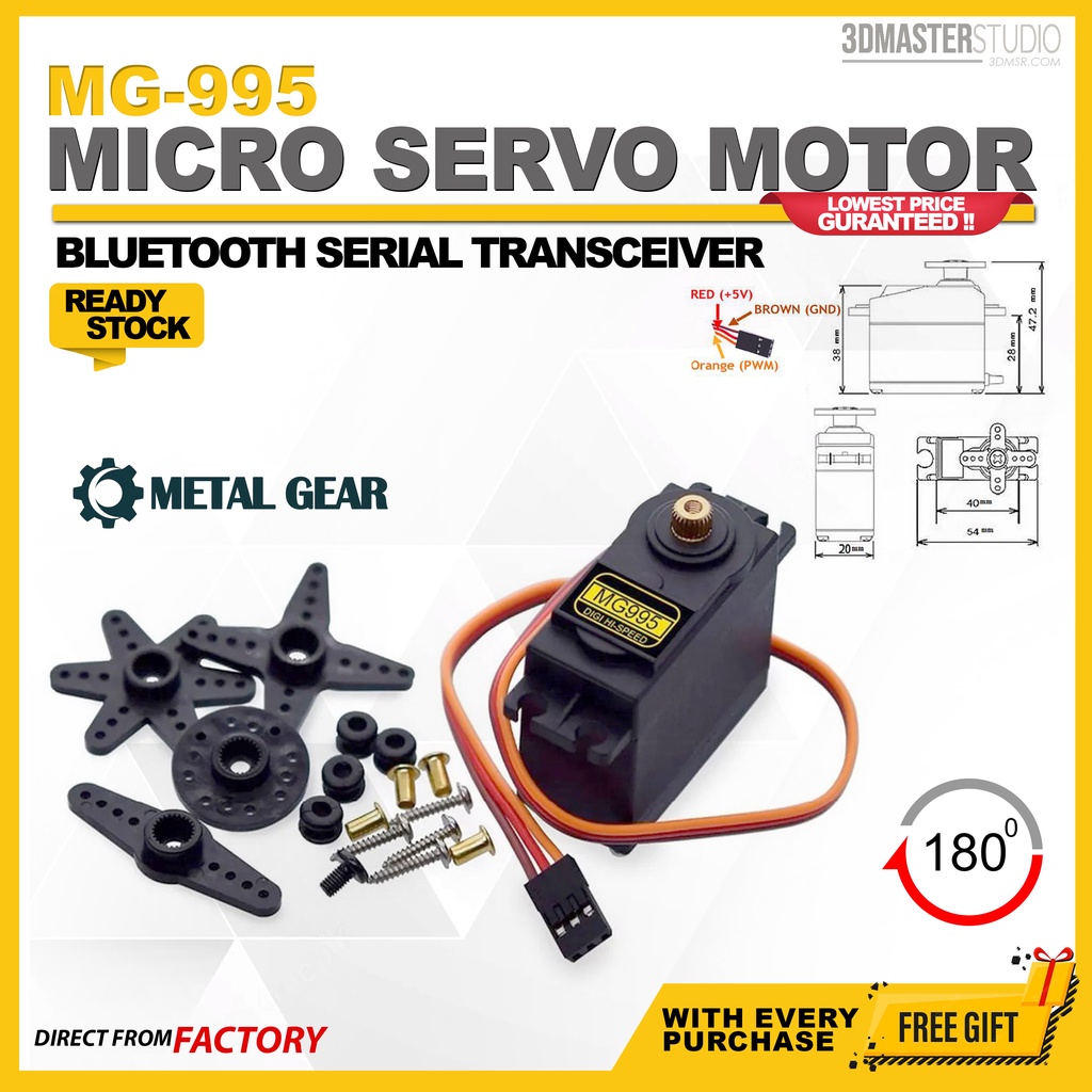 MG995 MG996r SG90 9g MG90s Metal / Plastic Gear 180 / 360 Deg Degree ...