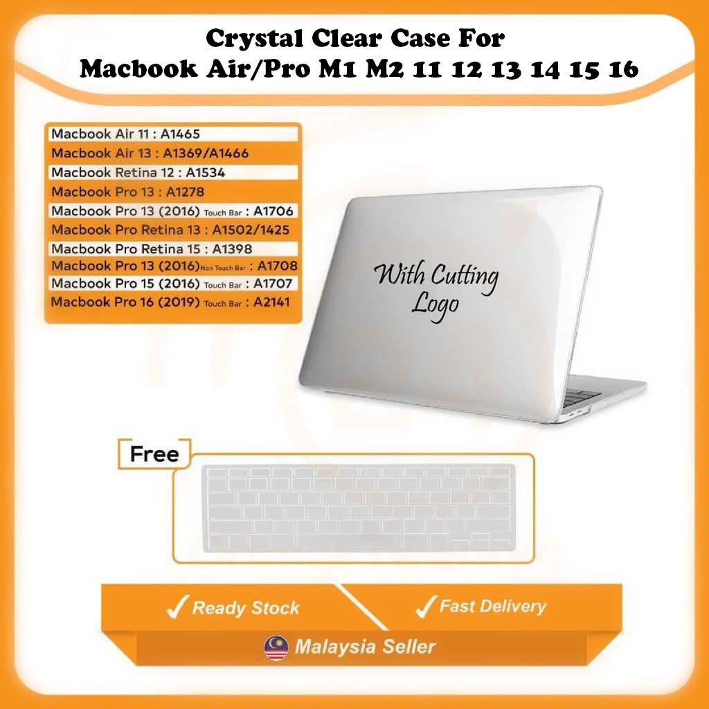 Crystal Clear Macbook Hard Case For Macbook Air/Pro M1 M2 M3 11 12 13 ...
