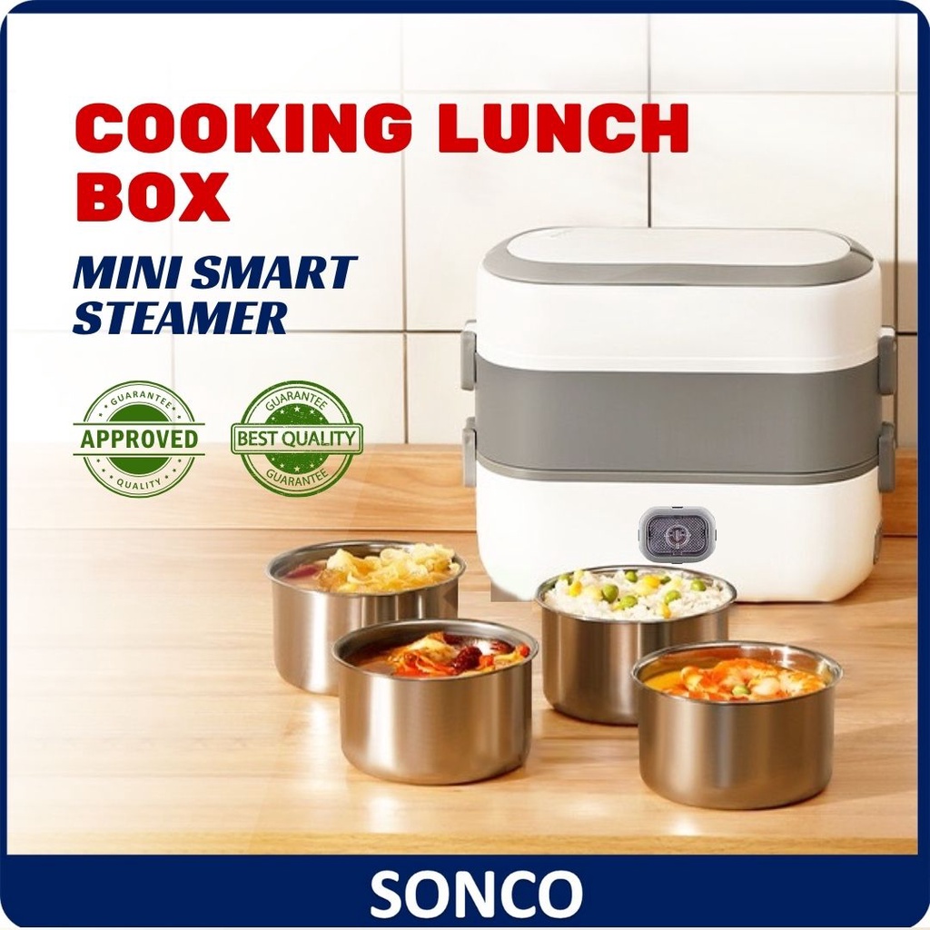 2 Layers Electric Lunch Box Portable Mini Rice Cooker Food Steamer ...