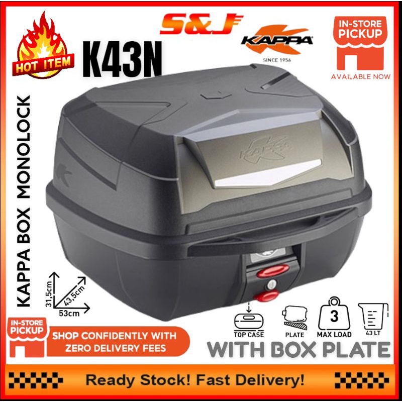 KAPPA TOP BOX 43L K43N KAPPA BOX WITH BASE PLATE SET | Shopee Malaysia