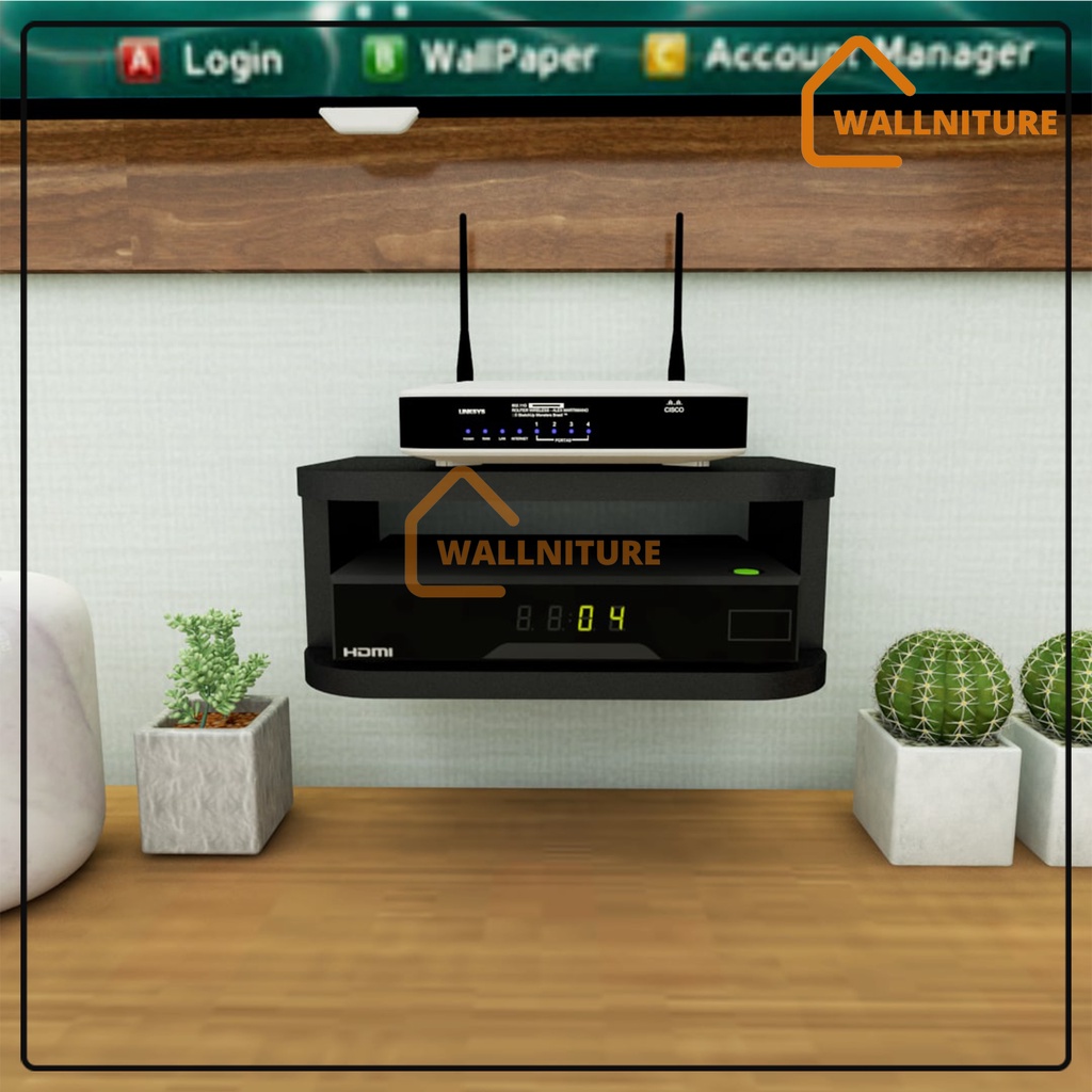 Hanging Rack for TV Remote Modem Wifi Desk Screen Top Shelf Computer ...