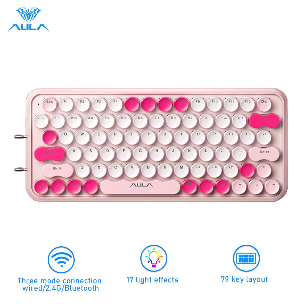 Aula F3680 79 key retro color-blocking mechanical keyboard Bluetooth/2 ...