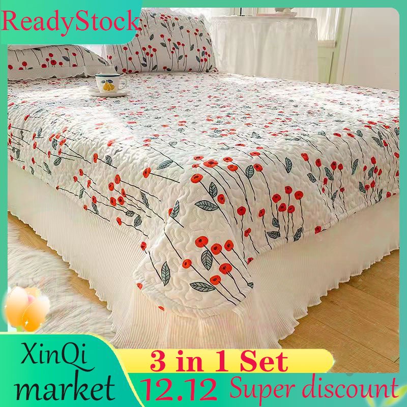 🔥Readystock🔥3 in 1 Set Cadar Ropol queen/king size lace bedsheet ...