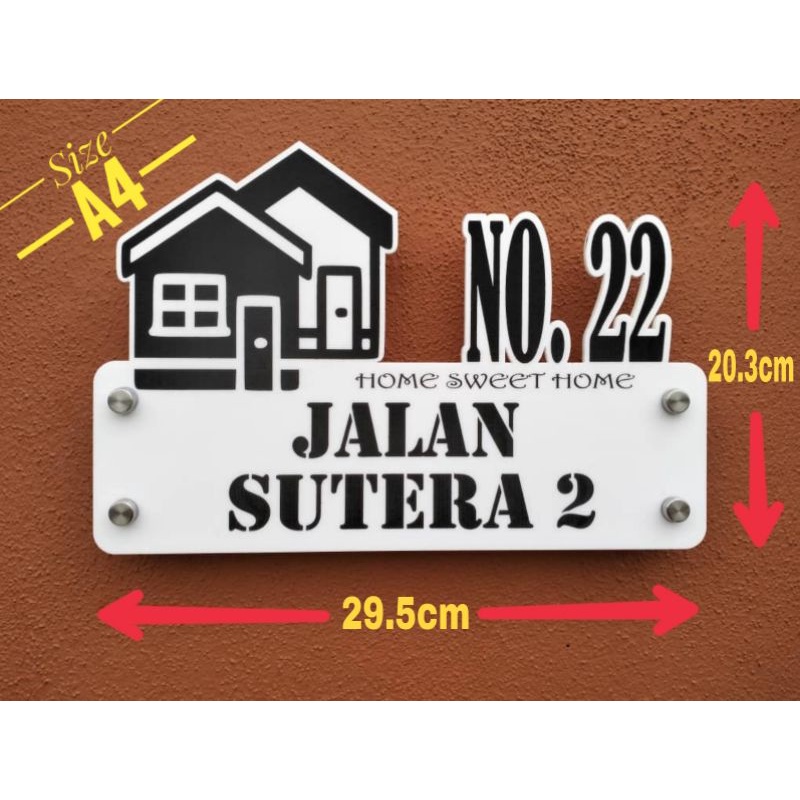 Alamat Rumah/Plat Alamat Rumah Arcylic/House Number Plate/House ...