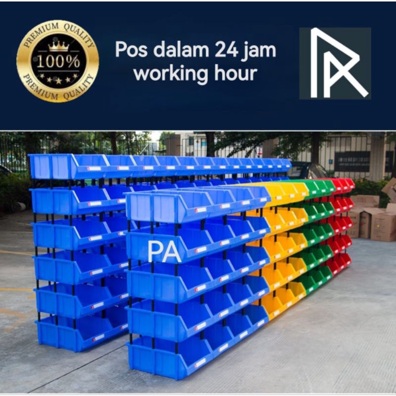 Pa 1set Stackable Plastic Tool Parts Container Box Shelf Kotak