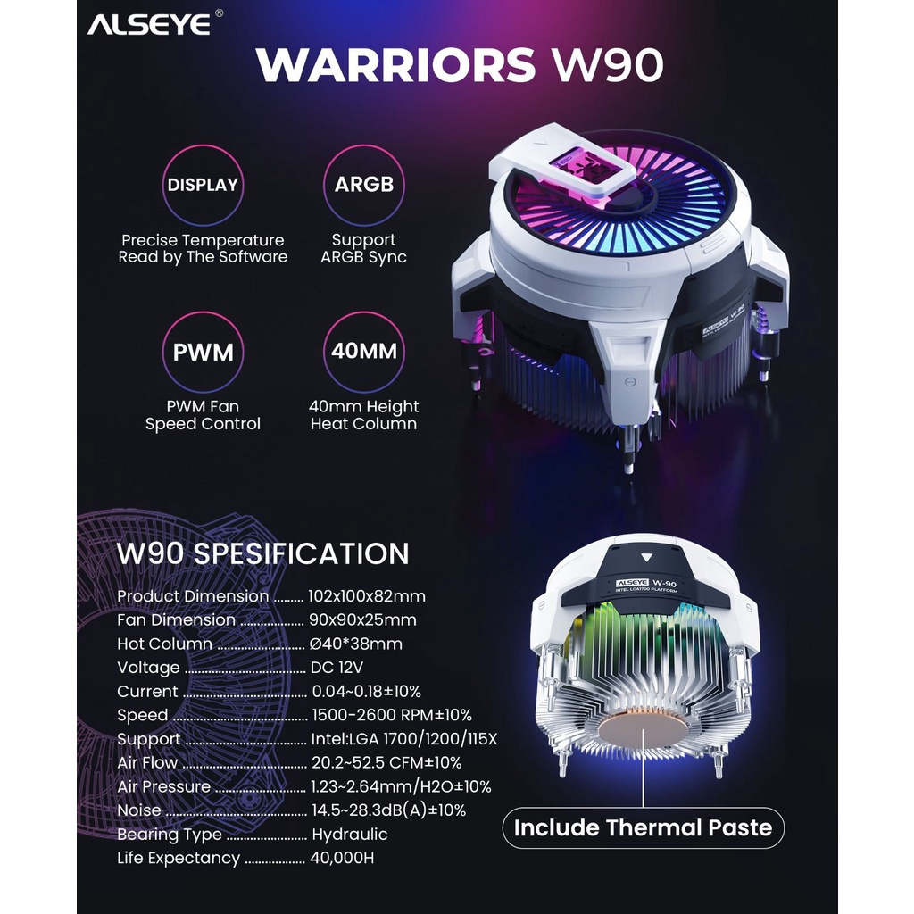 Alseye Warriors W90 Fan Processor ARGB with Digital Temperature | Shopee Malaysia
