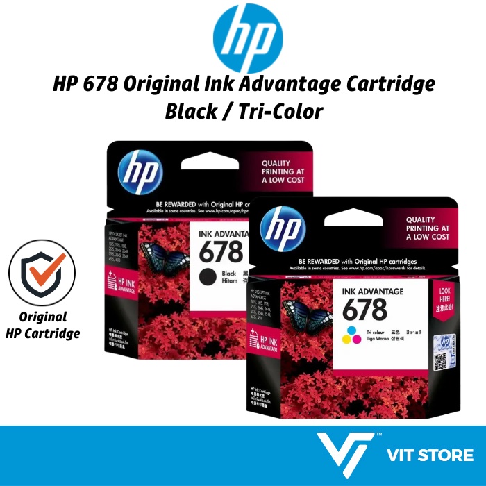 HP Original 678 Black CZ107AA / Tri-Color CZ108AA Ink Cartridge For HP ...
