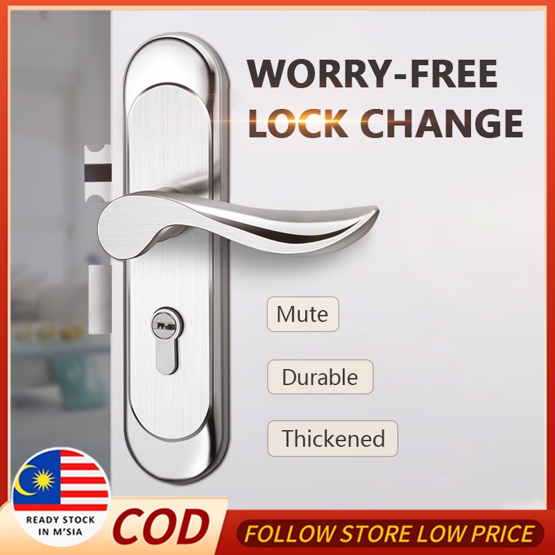 Door Lock Anti-Theft Door Handle Lock Interior Aluminum Alloy Wooden ...