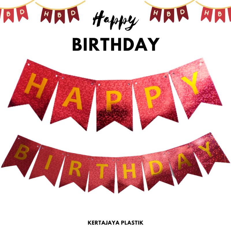 Metallic HBD Set Decoration/5-Sided Metallic HBD Happy Birthday Banner ...