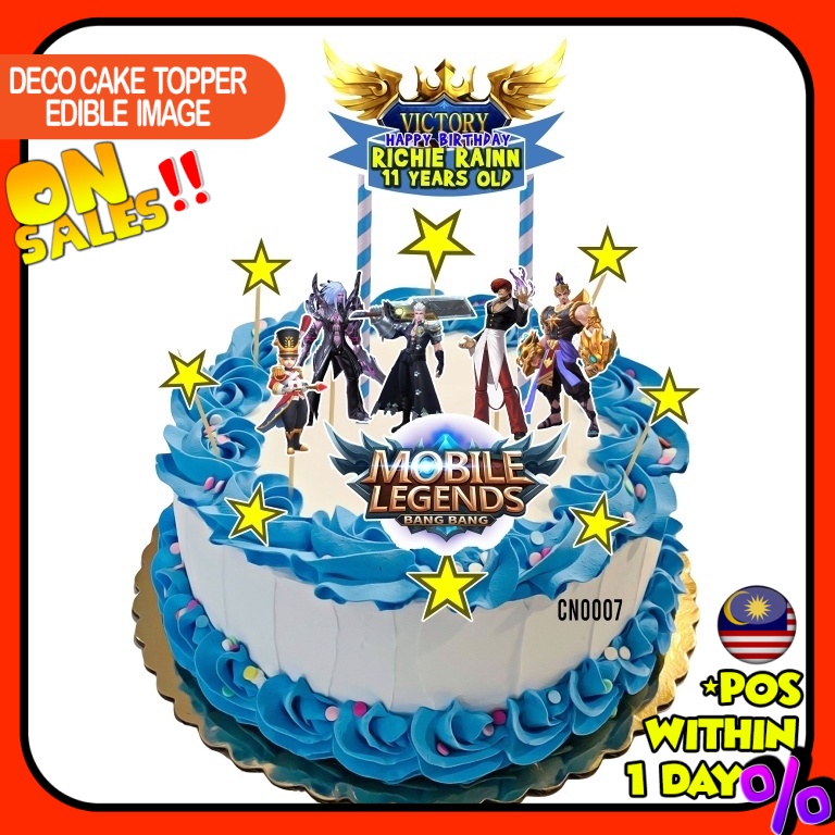 [CUSTOM NAME] Happy Birthday Cake Topper Mobile Legends Decoration Set ...