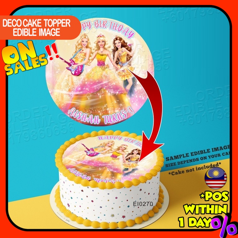 Printing EI New Barbie Edible Image Print Cake Photo Icing Paper ...
