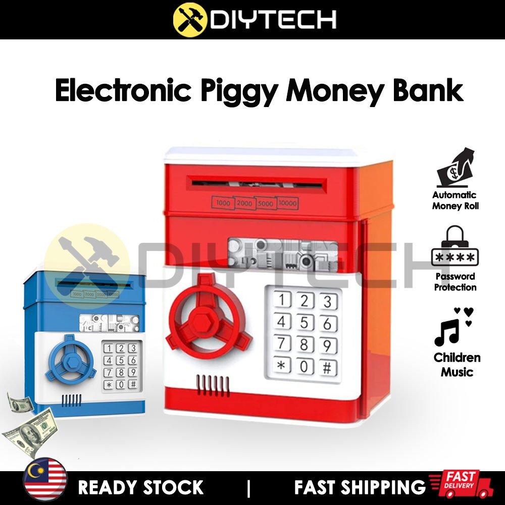 DIYTECH Electronic Piggy Bank ATM Money Safe Sound Effect Strongbox ...