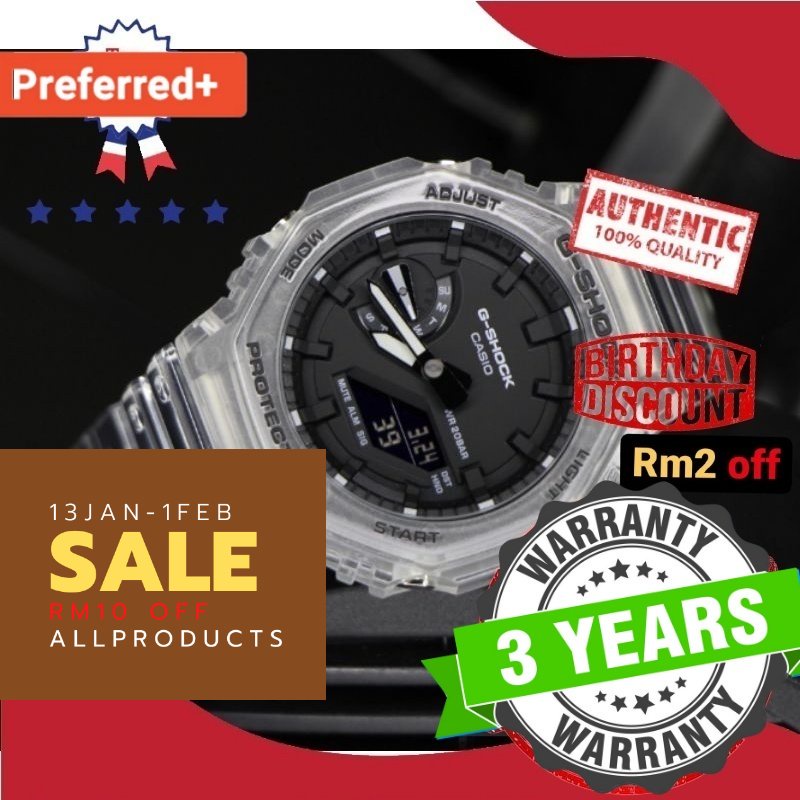 🔥Premium 1:1🔥 Gshock COPY 1:1 TMJ GA2100 Ske Transparent Caprice ...