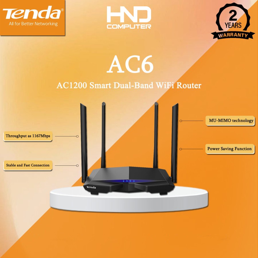 Tenda AC6 Dual Band AC1200 Mbps Gigabit Wifi Router | Shopee Malaysia