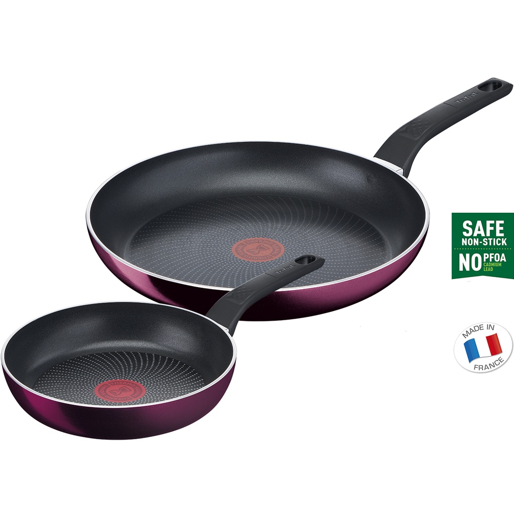 Tefal Pleasure Cook Induction Titanium Nonstick Frying Pan 2p (20+28cm) Dishwasher Oven Safe No ...