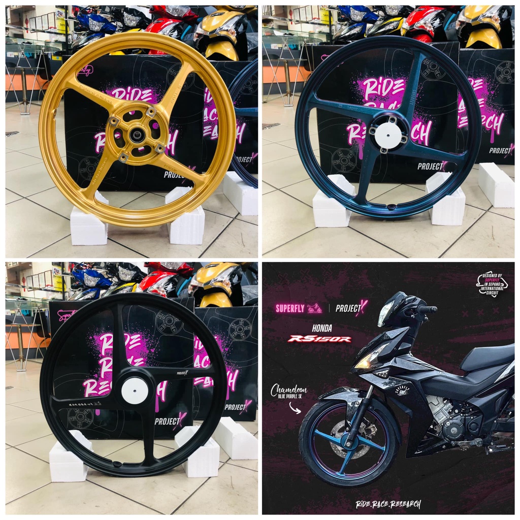 Superfly Project X Sport Rim 4 Kaki Yamaha Y15ZR Y16ZR LC135 Honda RS150 RSX150 | Shopee Malaysia