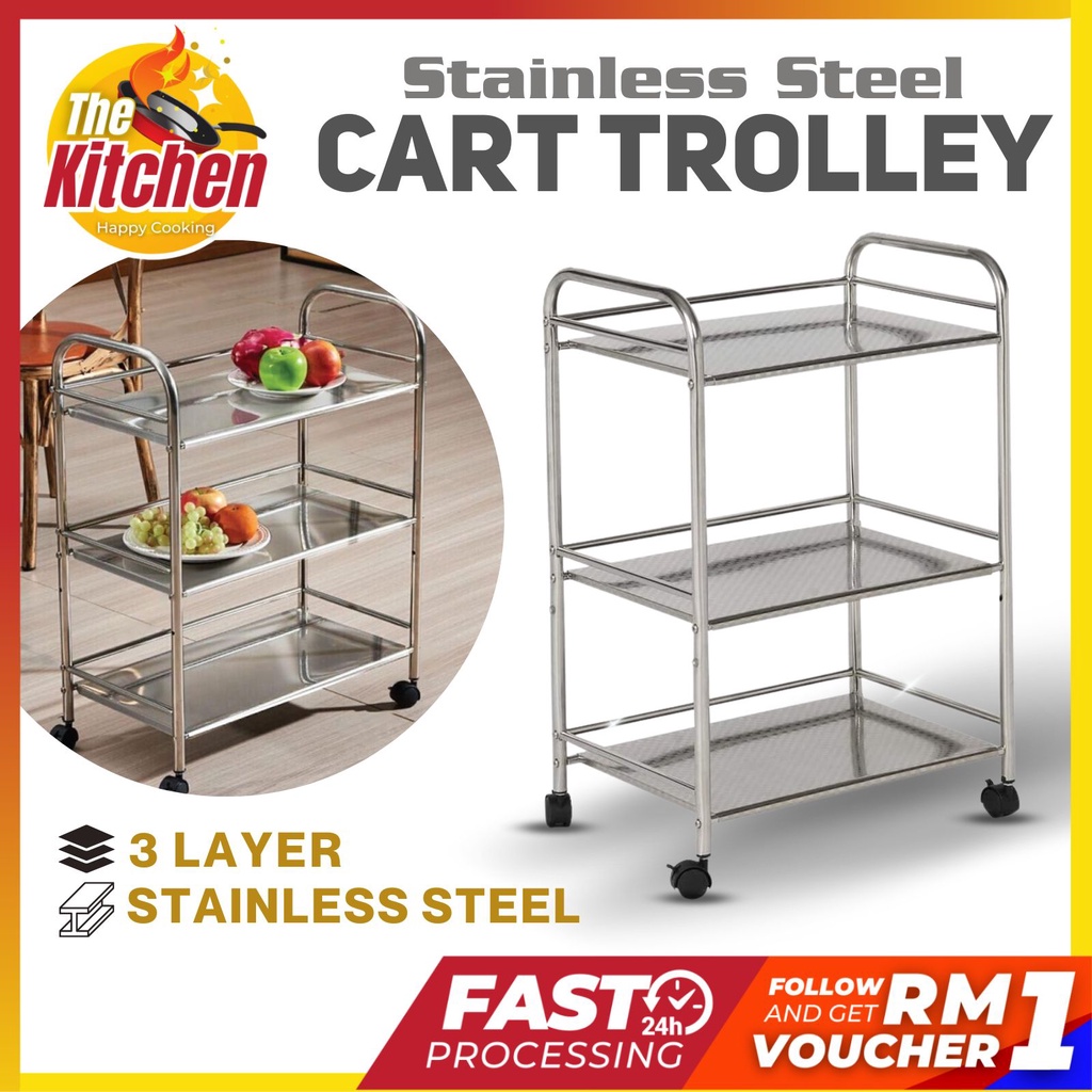 3 Layer Stainless Steel Food Cart Trolley / Muti Rack / Oven Rack ...
