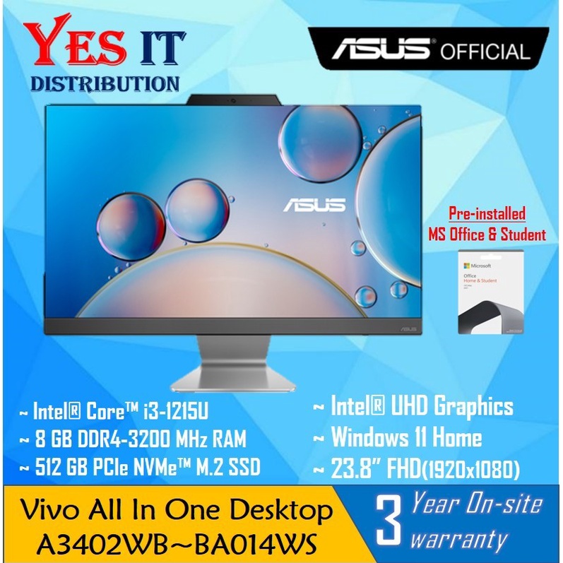 Asus Vivo AIO 23.8" FHD All-In-One Desktop PC (i5 - A3402WB-BA012WS ...