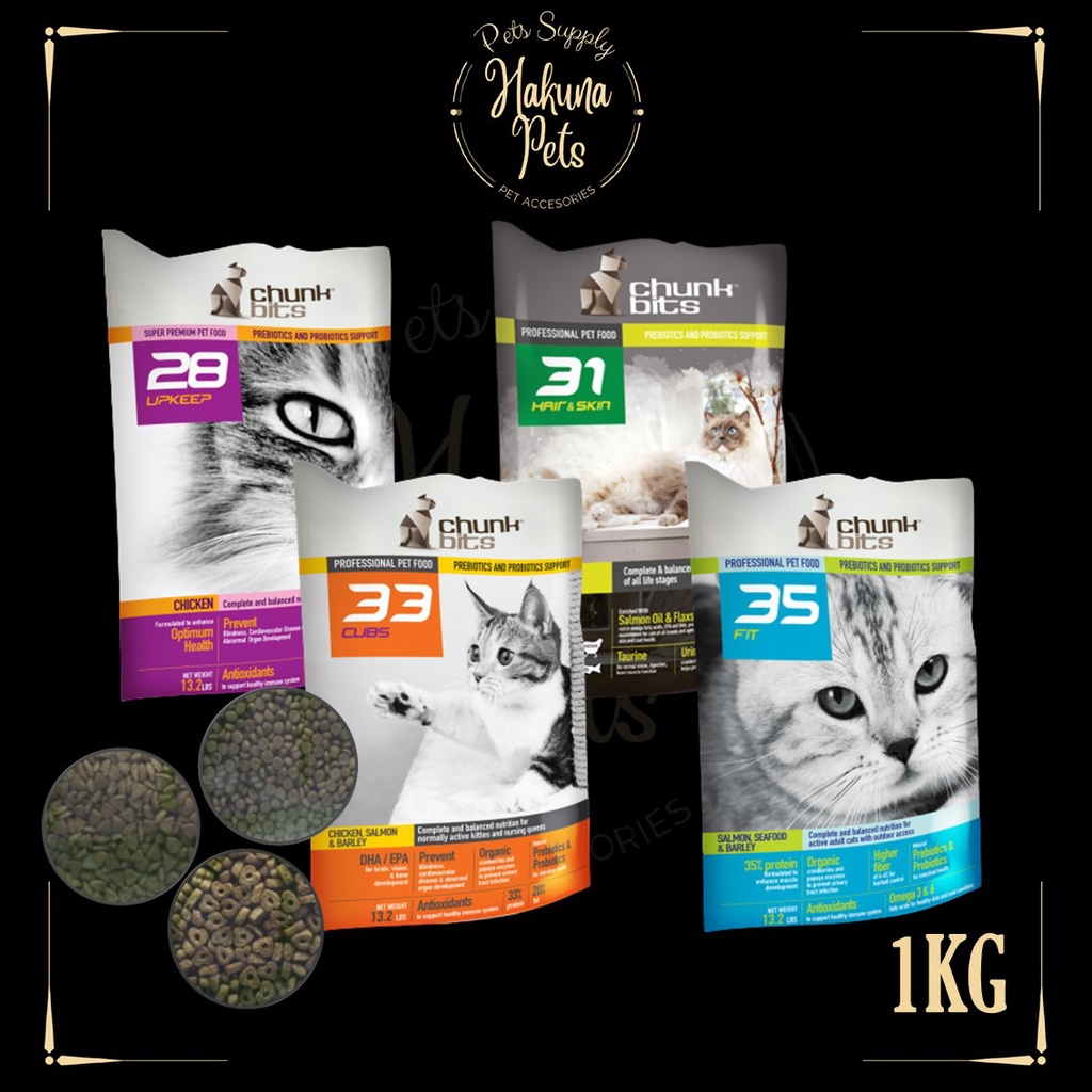 Repack Chunk Bits Cat Food 1KG (28 Upkeep , 31 Hair & Skin , 33 Cubs ...