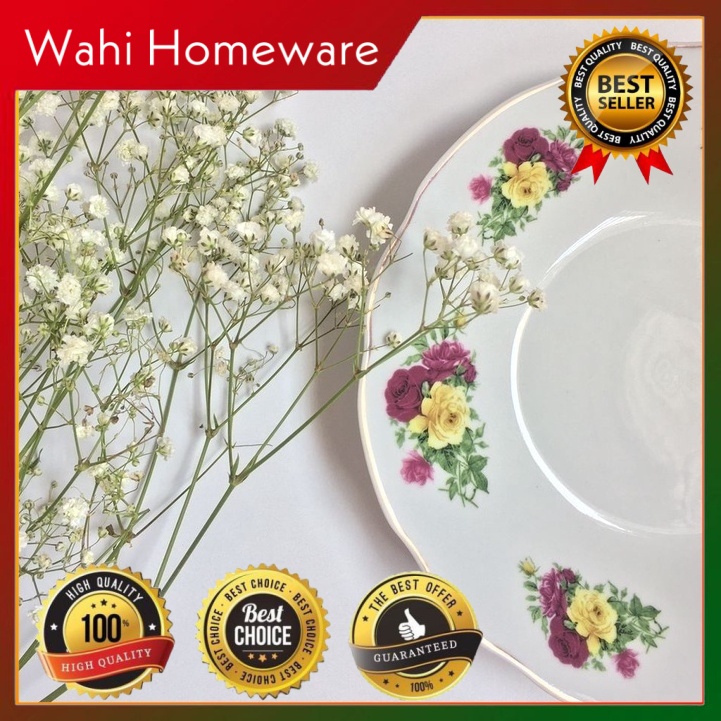 [Wahi Homeware] 6 Pax Dinner Set Rose Bud Porcelain Set Pinggan Mangkuk ...