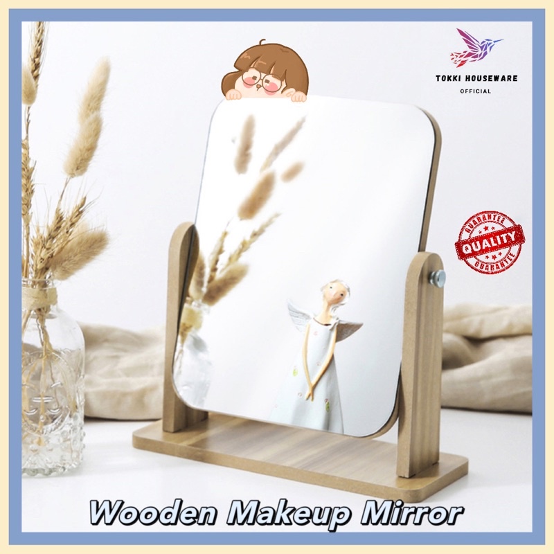 Minimalist Wooden Wooden Desk Mirror High-Definition Portable Foldable ...
