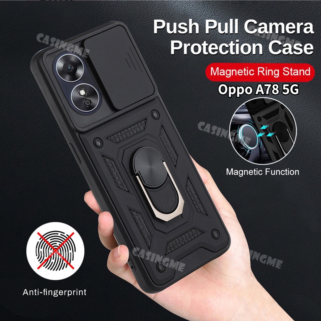 2023 Oppo A78 5G Shockproof Armor Casing Car Magnetic Ring Stand Holder ...