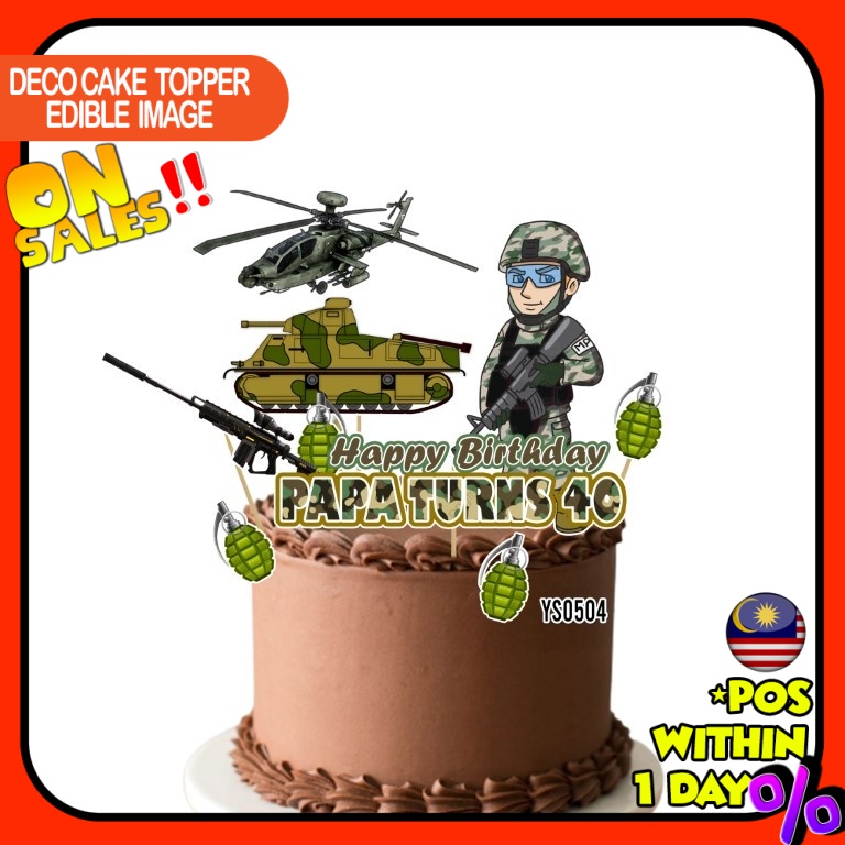 [CUSTOM NAME] Happy Birthday Cake Topper Askar Tentera Darat Malaysia ...