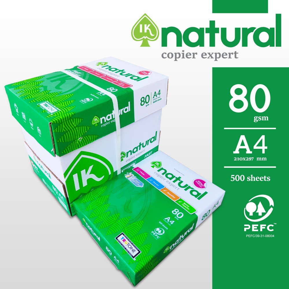 IK NATURAL A4 Copier Paper - 80gsm (1 Ream / 500 sheets) | Shopee Malaysia