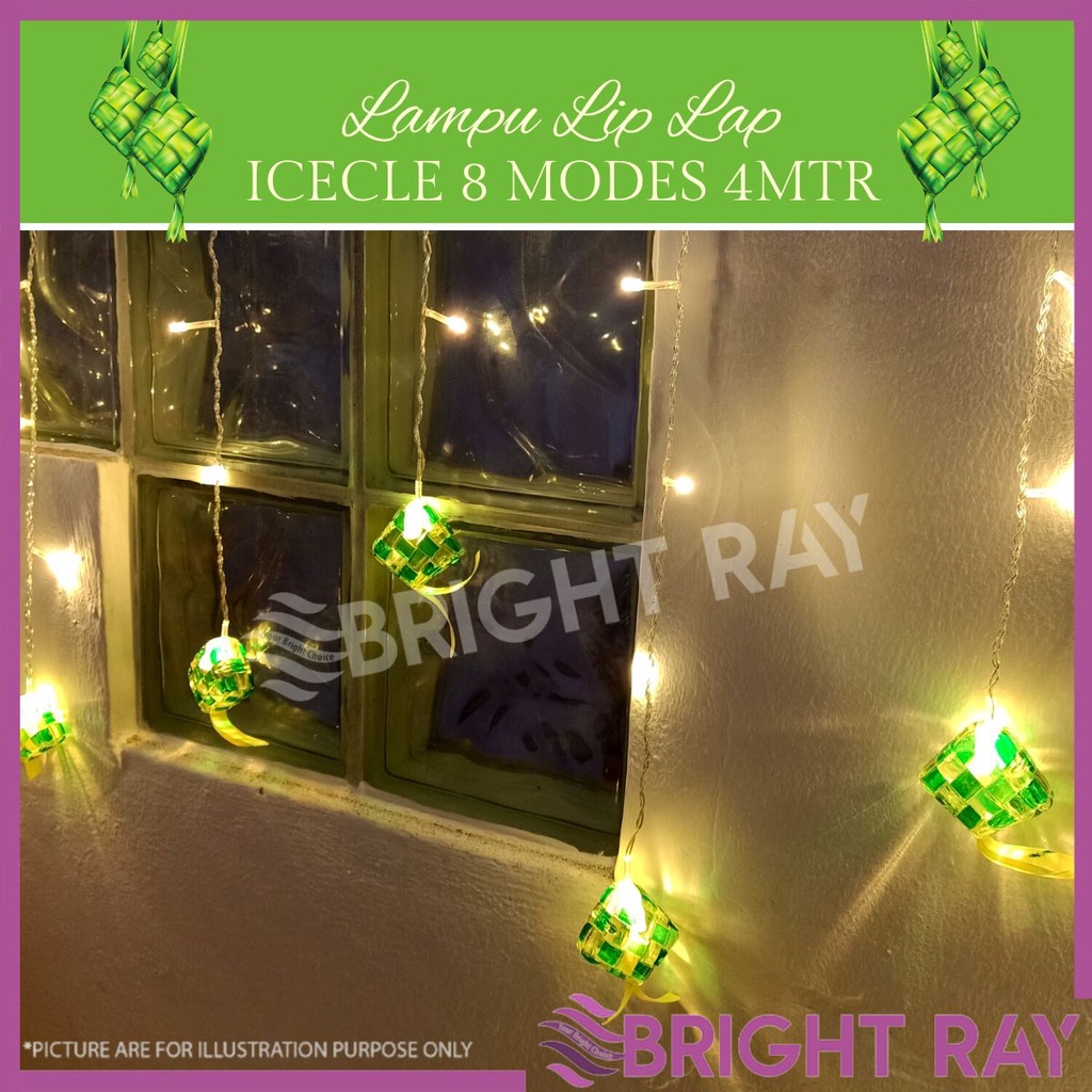 ICECLE 96L Crystal 3D Ketupat Lampu Raya Lampu Lip Lap Raya Light Lampu ...