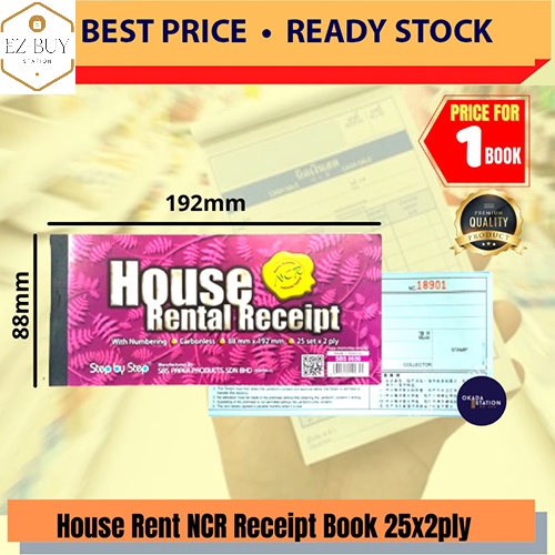 OKADA House Rent NCR Receipt Book 2PLY / Buku Resit Sewa Rumah / House ...
