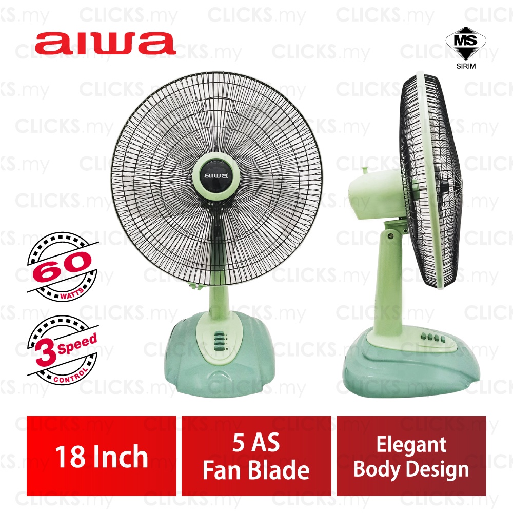 Aiwa 18" Inch Table Fan with 5 Blades Elegant Design Kipas Meja AW-18TF ...