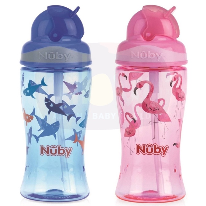 Nuby Tritan Thirsty Kids Flip It Straw Cup 12m+ 12oz/360ml (3 Designs) | Shopee Malaysia