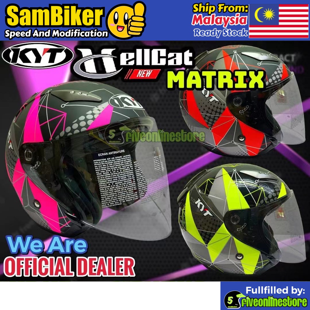 Helmet KYT Hellcat New Graphic Open Face 100% ORIGINAL Open Face Helmet ...