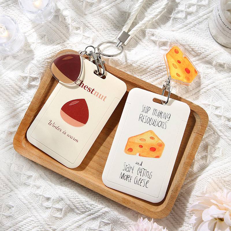 Cheese student campus card Cover telescopic elastic rope creative ...