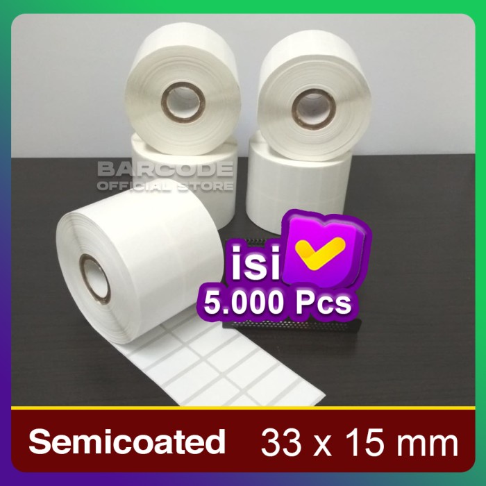 Barcode LABEL 33x15 (2Line) SEMICOATED LABEL STICKER Paper 33x153.1.23 ...