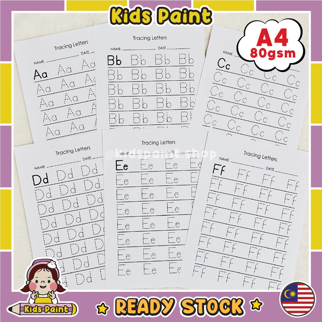 [KidsPaint] Kids Alphabet A-Z Tracing Paper 26 Sheets (A4 Print Out ...