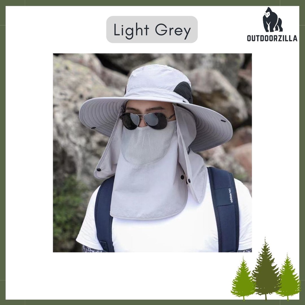 Fishing Hat Neck Flap Waterproof Full Face Cover Topi Penutup Anti ...