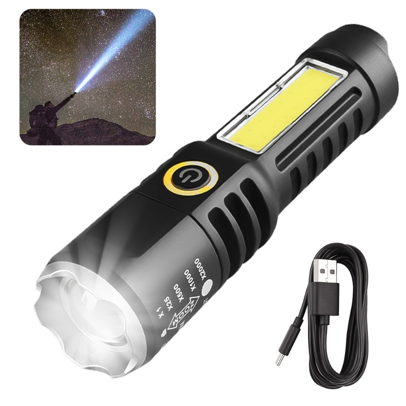 High Brightness 4 Modes Led Flashlight / USB Rechargeable Outdoor Multi ...