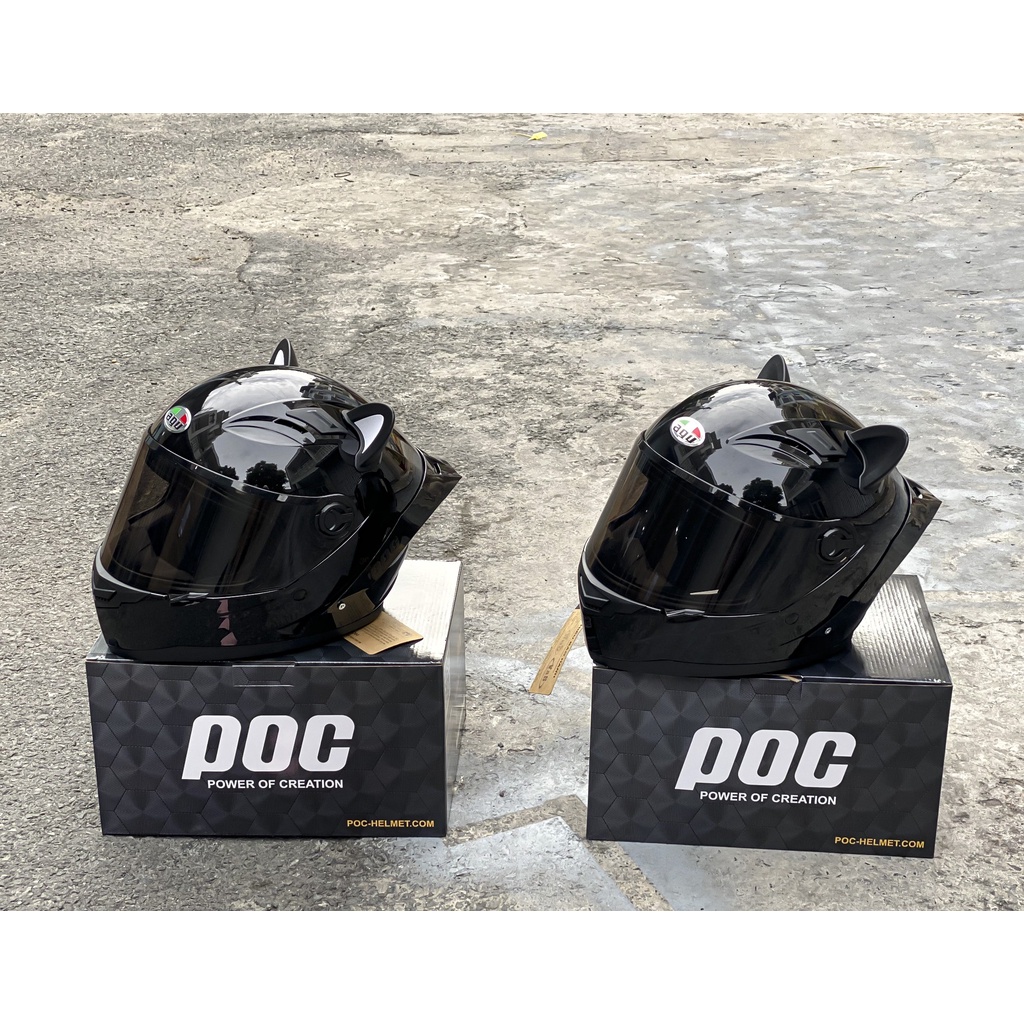 Genuine Glossy BLACK AGU HELMET WITH CAT EARS AND WIND TAIL 2024 ...
