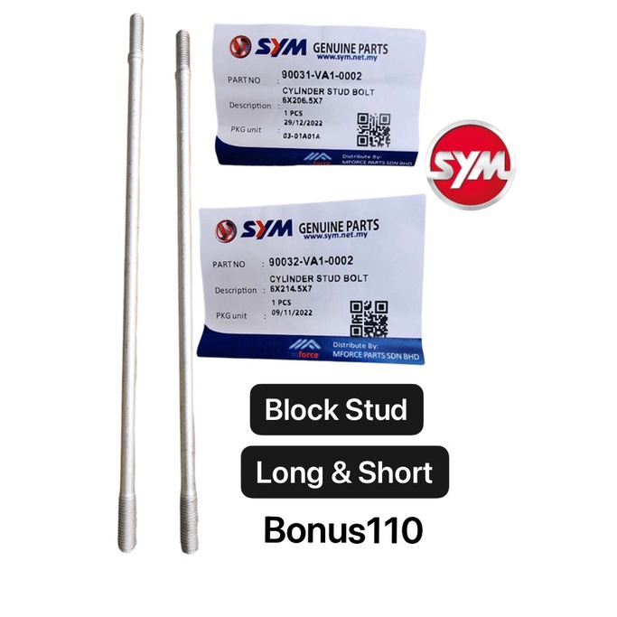 SYM BONUS BLOCK STUD ORIGINAL BLOCK TIANG (LONG) & (SHORT) SELL IN 1PC ...