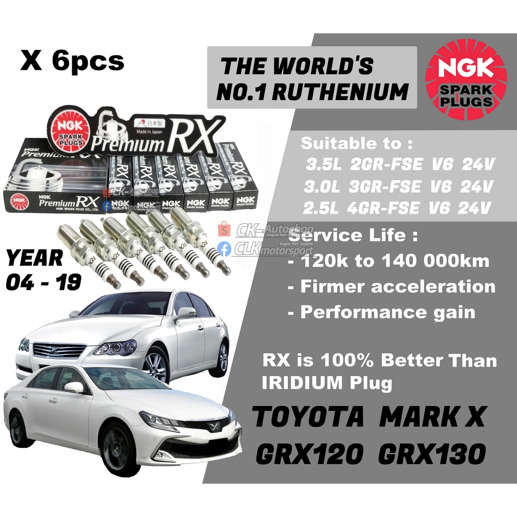 NGK Premium RX Spark Plug - Toyota Mark X GRX120 121 125 GRX130 133 135 with 2GRFSE 3GRFSE ...