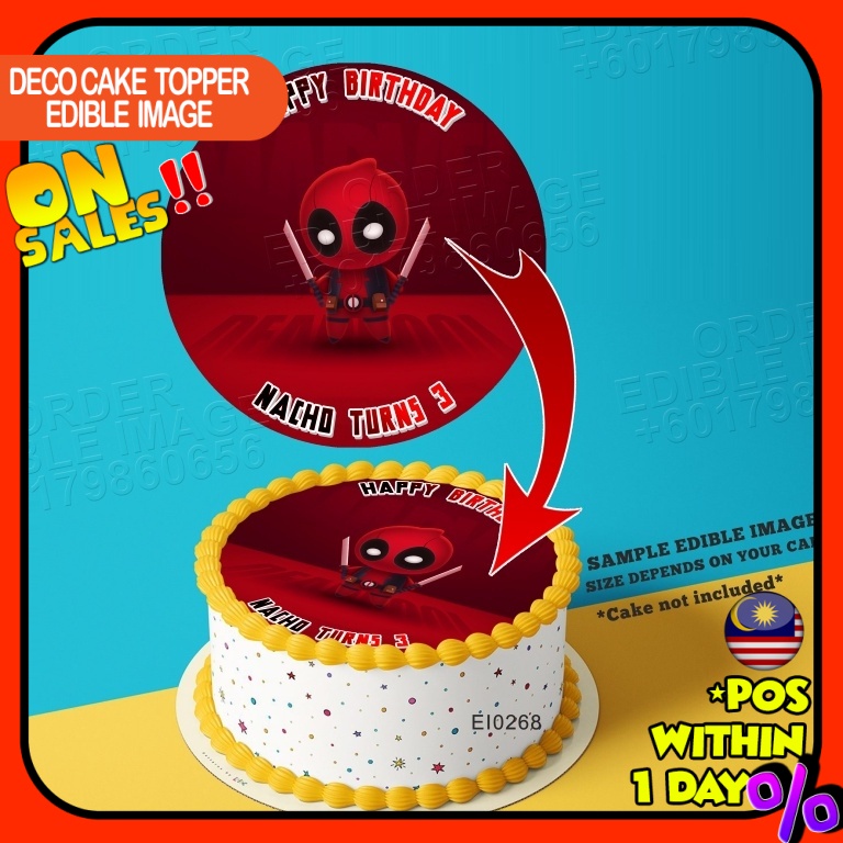 Printing EI Deadpool Cute Edible Image Print Cake Photo Icing Paper ...