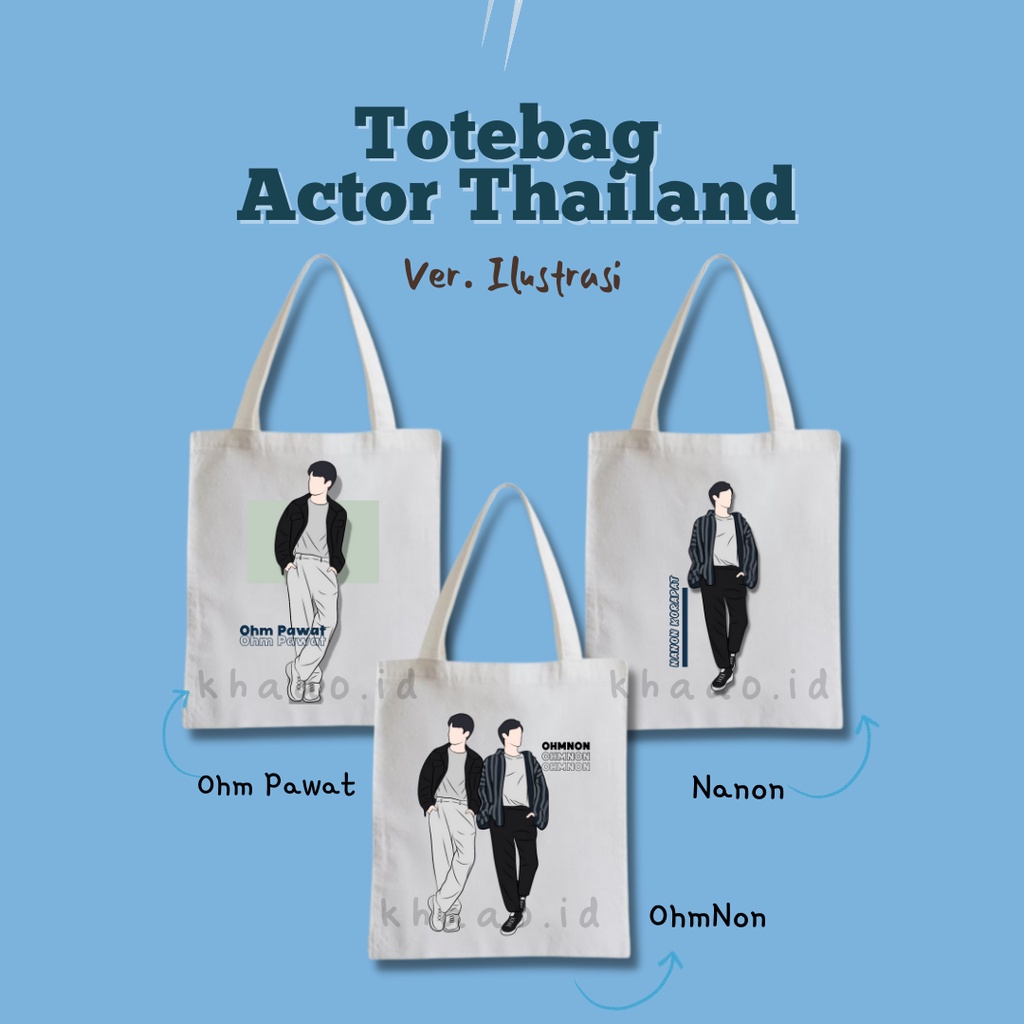Totebag Tote bag ohm prawat nanon kopat Thai Actor Illustration Ohmnon ...