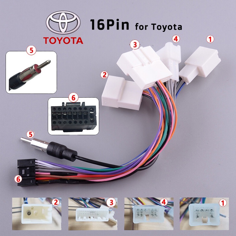 16 Pin Connector Radio Wiring Harness Car Audio Head Unit Cable Adapter ...
