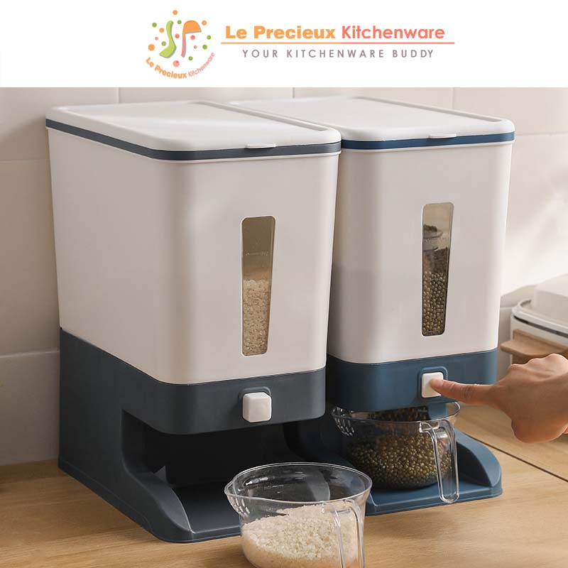 Le Precieux Kitchenware - 10KG Rice Dispenser Large Sealed Grain ...