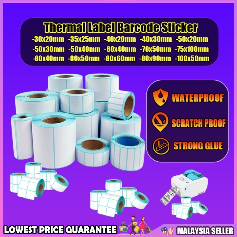 Thermal Sticker 16 Various Size Thermal Paper Barcode Label Sticker ...