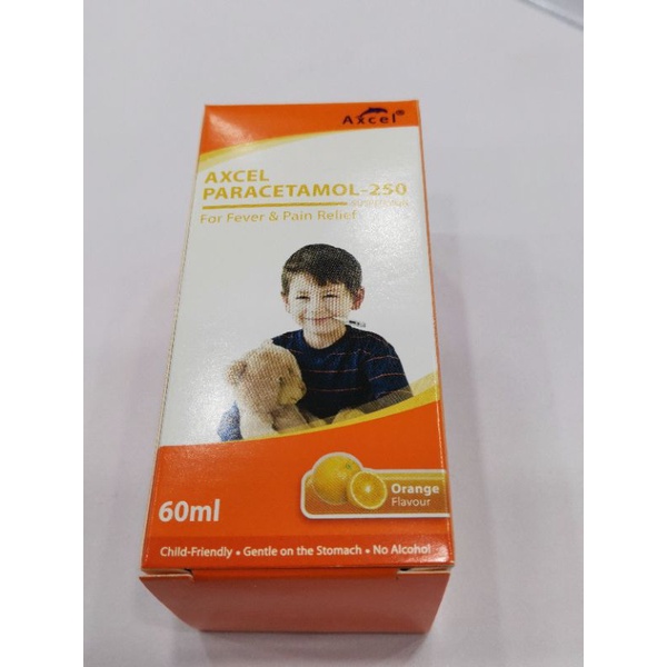 deman, fever, sakit, pain axcel paracetamol 250mg/5ml syrup 100ml ...