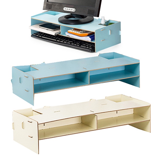 LCD Monitor Computer Riser Cupboard Keyboard Storage Rack Organizer ...