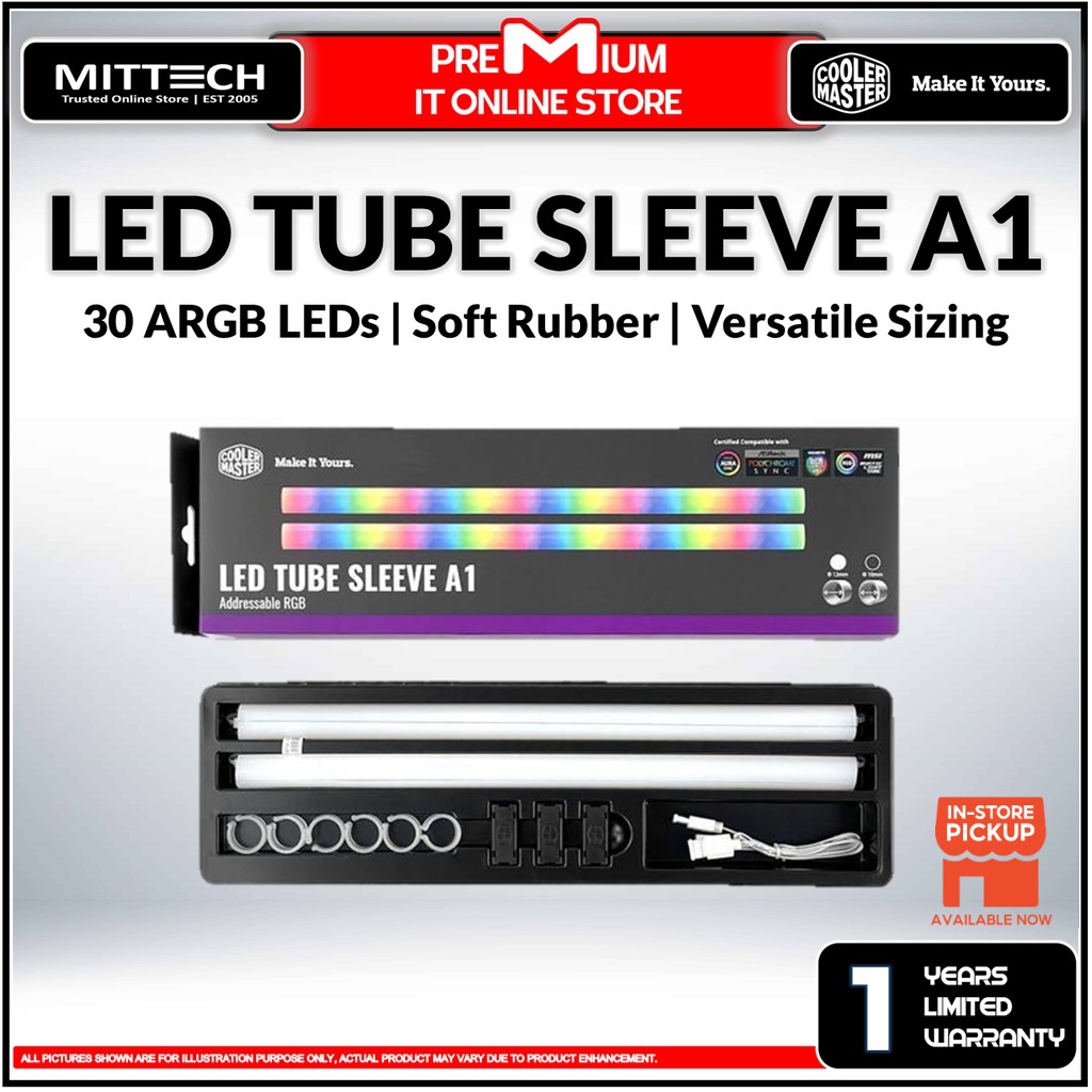 Cooler Master LED TUBE SLEEVE A1 | 30 ARGB LEDs | Soft Rubber ...