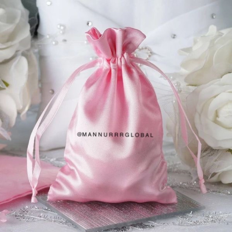 Doorgift Goodies Satin Pouch Bag / Bag Uncang Kahwin, Tunang, Aqiqah ...